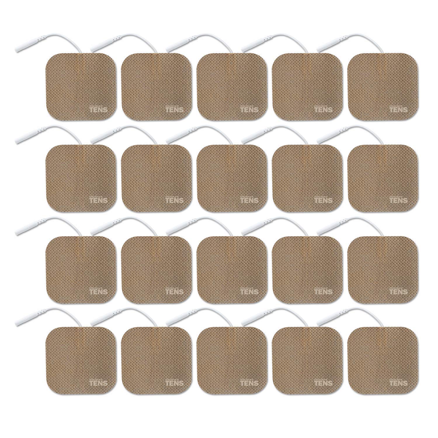 TENS Wired Electrodes Compatible with TENS 7000, Premium Replacement Pads for TENS Units, Discount TENS Brand (2" x 2", 20 Pack & 2" x 4" 8 Pack)