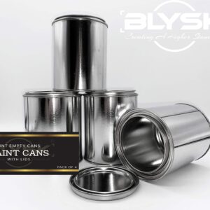 BLYSK Empty Metal Paint Cans with Lids, (Pint Size, 2 Pack) Empty Pint Paint Can Storage, Unlined Multipurpose Storage for Arts and Crafts, DIY Projects, Painting, Garage Organization, Free Can Opener