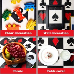 2 Pieces Poker Tablecloth Casino Theme Party Decorations Las Vegas Table Cover Casino Table Runner for Playing Card Birthday Party Favors Supplies, 54 x 108 Inch