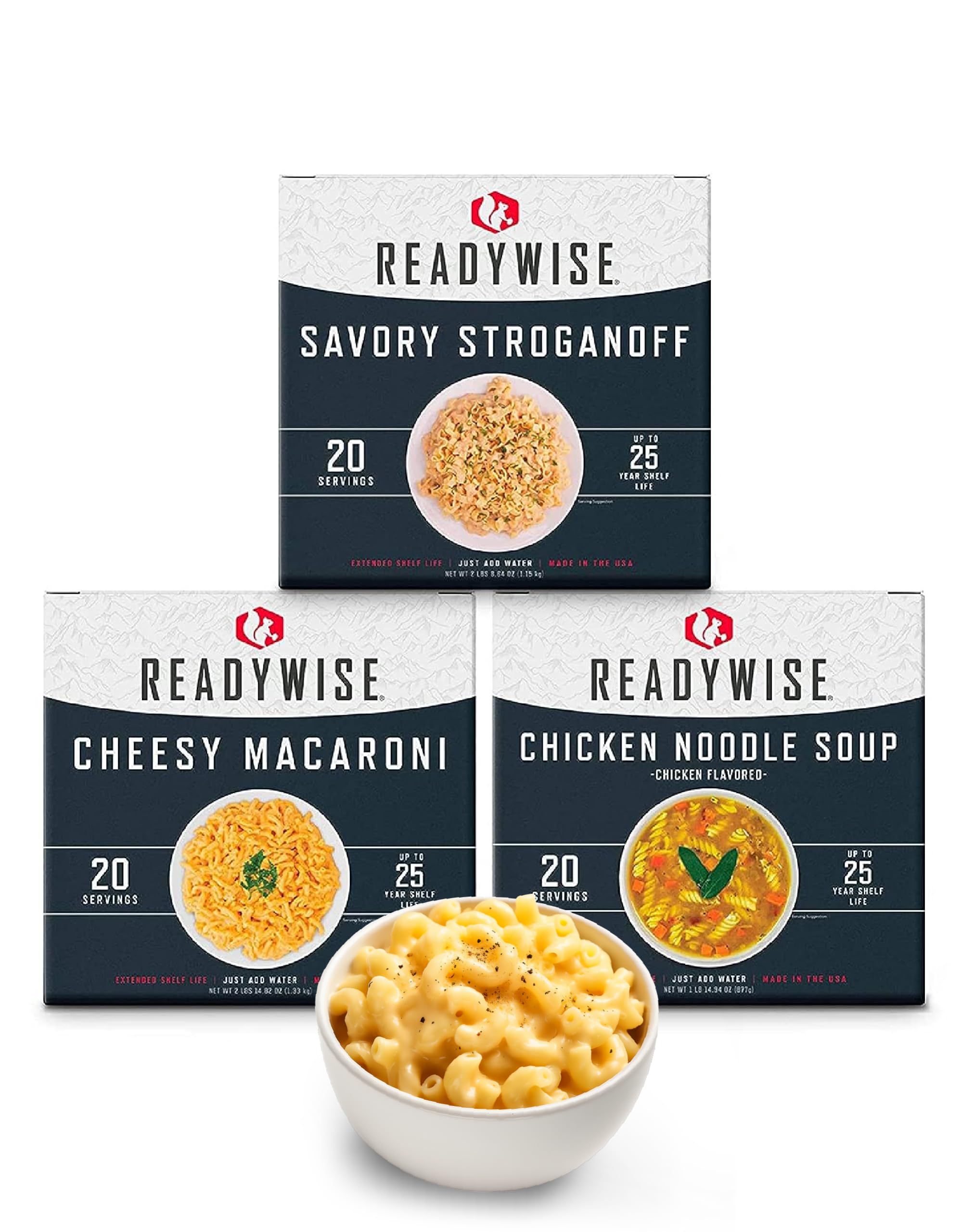 READYWISE - Entrée Box Kit, 60 Servings, 3 Box Kit, Freeze Dried Food, MRE, Emergency Kit, for Hiking, Camping Essentials, Hurricane Preparedness Items, & Food Storage, 25-Year Shelf Life