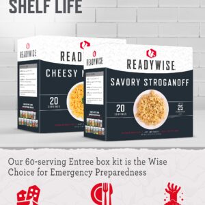 READYWISE - Entrée Box Kit, 60 Servings, 3 Box Kit, Freeze Dried Food, MRE, Emergency Kit, for Hiking, Camping Essentials, Hurricane Preparedness Items, & Food Storage, 25-Year Shelf Life