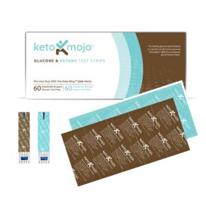 keto-mojo test strip combo pack for use only with the new gk+ meter | 60 blood glucose + 60 blood ketone (120ct)