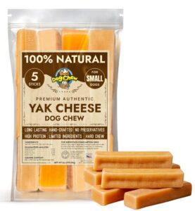 tibetan dog chew yak cheese sticks - natural treats for small dogs, longer lasting, digestible, promotes dental health, rawhide, and grain-free, ideal for aggressive chewers, 5-pack