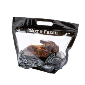 restaurantware hot bag for food delivery bag tek 12.7 x 5.7 x 10.4 inch plastic food delivery bags - clear window built-in handles 100 black delivery bags for hot food zipper for rotisserie chicken