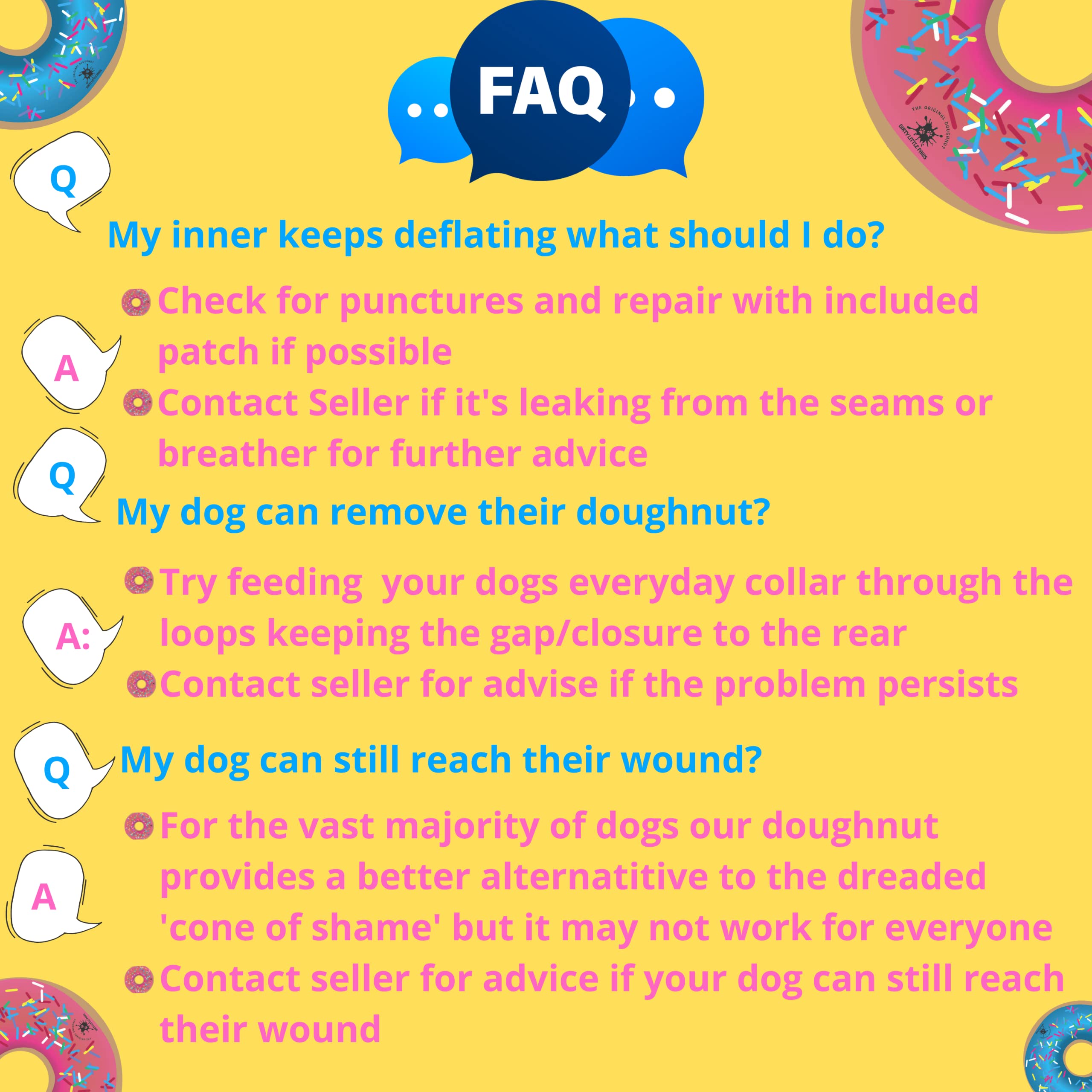 DIRTY LITTLE PAWS Inflatable Dog Colllar | Great Alternative to a Dog Cone or a Dog Cone Collar | Our Super Comfy Dog Donuts Make Excellent Recovery Collars for Dogs | Suitable for Large Dogs (Pink)