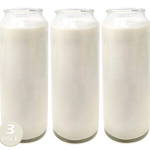 Hyoola 9 Day White Prayer Candle in Glass Jar- 3 Pack - Memory Candle for Religious, Memorial, Vigil and Emergency - 100% Vegetable Oil Wax