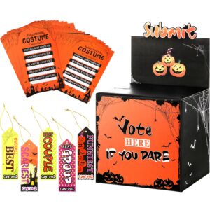 halloween costume contest ballot box and 40 voting cards, 10 award prize ribbons fun decorations, halloween party supplies for home indoor office and party games