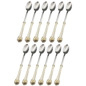 wallace napoleon bee gold 18/10 stainless iced beverage spoon (set of twelve)