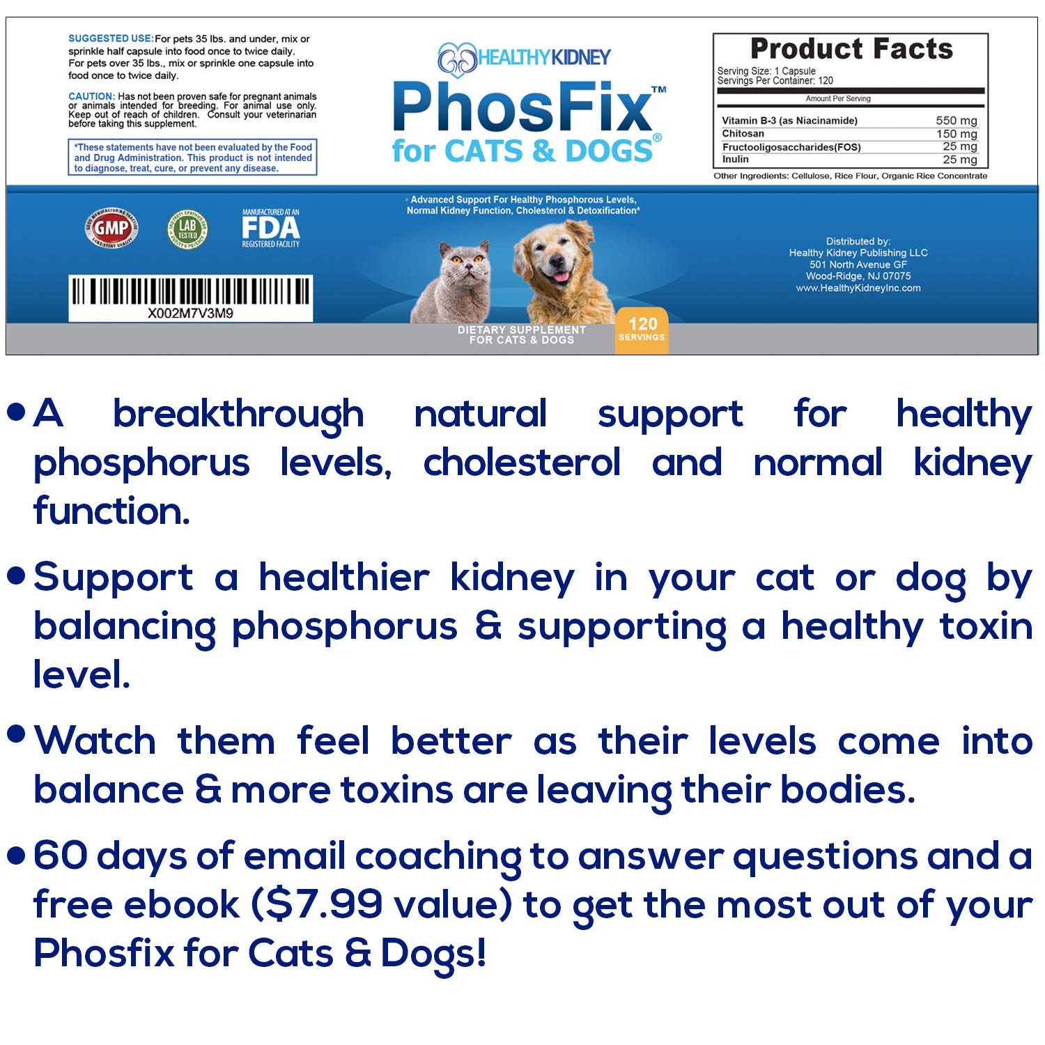 PhosFix for Cats & Dogs: Phosphorus Binder for Cats & Dogs to Support Normal Phosphorus Levels and Kidney Function, Chitosan for Restoring Kidney Health Naturally. A Special Renal Supplement