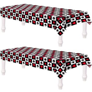 2 pieces poker tablecloth casino theme party decorations las vegas table cover casino table runner for playing card birthday party favors supplies, 54 x 108 inch