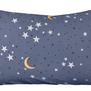 Scientific Sleep Moon & Stars Boys Girls 100% Cotton 3 Pcs Twin Bed Sheet Set Kids Toddler Teen, Flat Sheet & Fitted Sheet & Pillowcase Kids Bedding Set