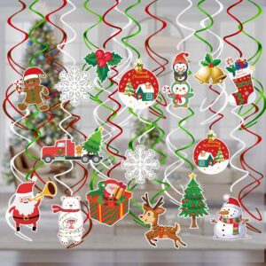 HOWAF Christmas Hanging Swirl Decorations, 30pcs Snowman Snowflake Ceiling Hanging Decor for Christmas Party Supplies Xmas Decor