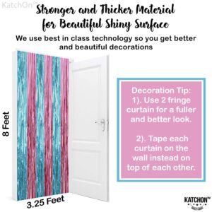 KatchOn, XtraLarge Pink and Blue Streamers - 8x3.2 Feet, Pack of 2 Gender Reveal Decorations | Baby Gender Reveal Backdrop Boy or Girl | Pink and Blue Backdrop for Pink and Blue Party Decorations