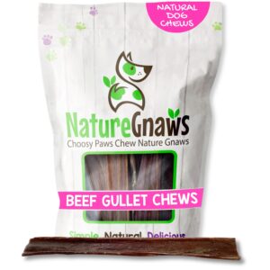 nature gnaws beef gullet chews for large dogs 9-10" (10 count) - natural beef jerky stick dog chew treats - rawhide free