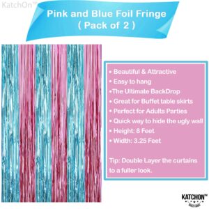 KatchOn, XtraLarge Pink and Blue Streamers - 8x3.2 Feet, Pack of 2 Gender Reveal Decorations | Baby Gender Reveal Backdrop Boy or Girl | Pink and Blue Backdrop for Pink and Blue Party Decorations