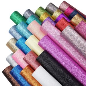 32 colors 8x6 inches glitter faux leather fabric sheets for leather bows, earring, jewelry making, sewing, shoe making and craft making