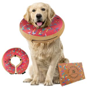 dirty little paws inflatable dog colllar | great alternative to a dog cone or a dog cone collar | our super comfy dog donuts make excellent recovery collars for dogs | suitable for large dogs (pink)