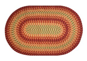 better trends heritage braid collection is durable & stain resistant reversible indoor area utility rug 100% polypropylene in vibrant colors, 24" x 36" oval, rust (brhr23ru)