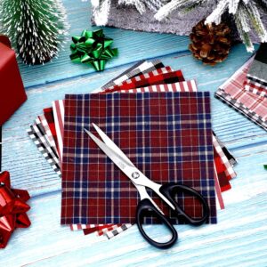 40 Pieces Christmas Fabric Buffalo Plaid Christmas Squares Fabric Charm Pack for Quilting Fabric Bundle 20 Different Christmas Patterns Plaid Sewing Fabric, 6 x 6 Inch for DIY Christmas Decoration