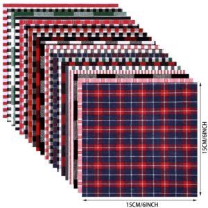 40 Pieces Christmas Fabric Buffalo Plaid Christmas Squares Fabric Charm Pack for Quilting Fabric Bundle 20 Different Christmas Patterns Plaid Sewing Fabric, 6 x 6 Inch for DIY Christmas Decoration