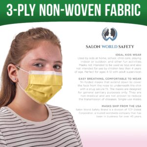 TCP Global Salon World Safety - Kids Face Masks 100 Pk 3-Ply Protective PPE (5 Colors, 20 Each)