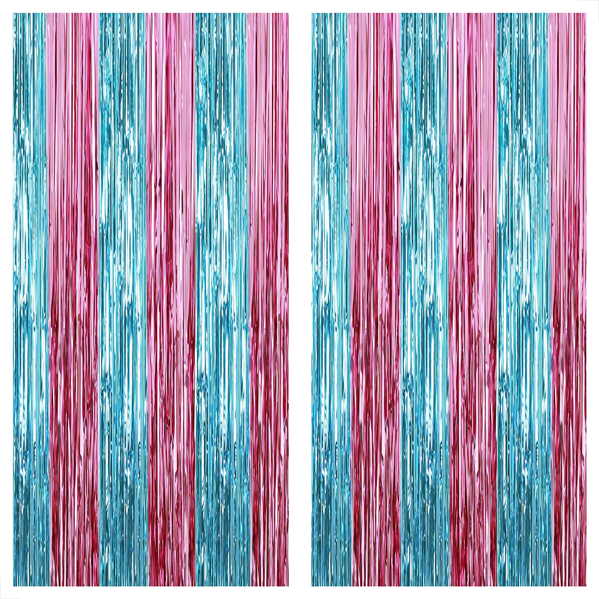 KatchOn, XtraLarge Pink and Blue Streamers - 8x3.2 Feet, Pack of 2 Gender Reveal Decorations | Baby Gender Reveal Backdrop Boy or Girl | Pink and Blue Backdrop for Pink and Blue Party Decorations