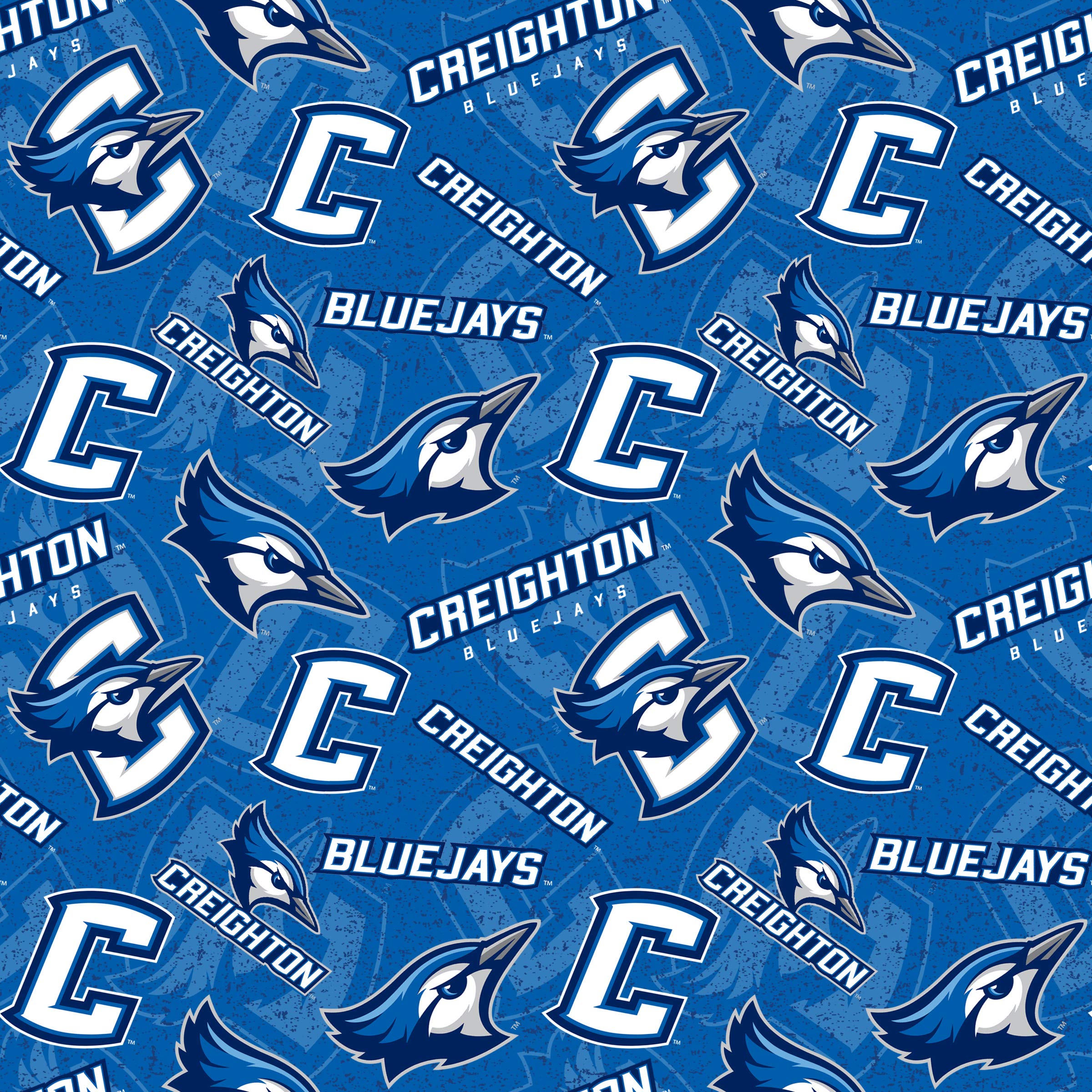 SYKEL ENTERPRISES Creighton Blue Jays College Tone on Tone Design 43" Wide 100% Cotton Fabric Sold by Yard