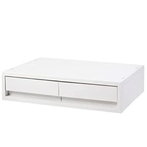 muji polypropylene 2 drawers storage box, a4 wide, 37cm width x 26cm depth x 9cm height, white/grey