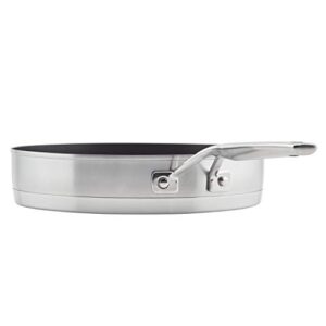 KitchenAid 3-Ply Base Brushed Stainless Steel Nonstick Round Grill Pan/Griddle, 10.25 Inch