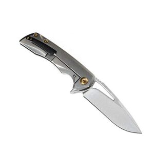 KANSEPT Kryo S35VN 8.08in Folding Pocket Knives with 3.58in Drop Point Blade and 6AL4V Titanium Handle in Orange Peel Finish with Reversible Pocket Clip, EDC Flipper for Outdoor K1001A1