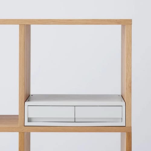 MUJI Polypropylene 2 Drawers Storage Box, A4 Wide, 37cm Width x 26cm Depth x 9cm Height, White/Grey