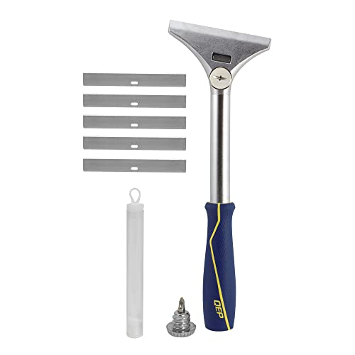 QEP 62920 4 in. Floor and Wall Razor Scraper with 5.25 in. Handle and Stainless Steel Blade