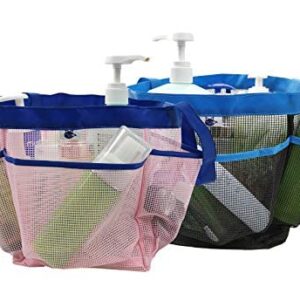 SPINFOX 2 Pack Mesh Shower Caddy, Quick Dry Shower Tote Bag Hanging Toiletry with 2 Handles for Shampoo, Conditioner, Soap and Other Bathroom Accessories