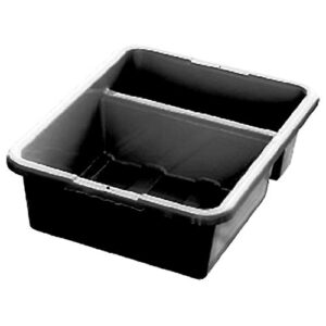 divided bus tubs 12-pack, commercial plastic wash basin, tub/storage bin with handles (black)