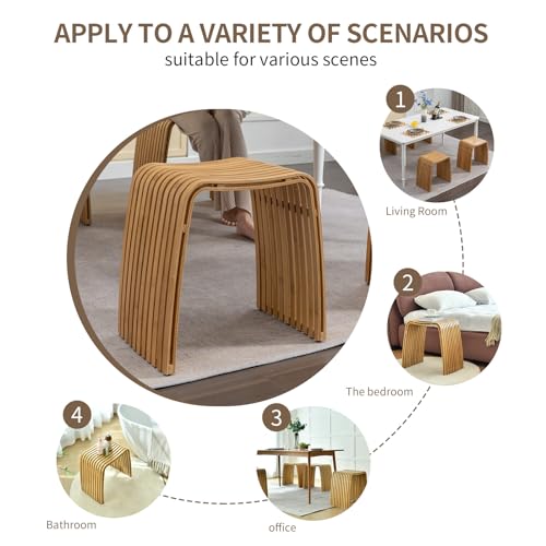 CWUINT Bamboo Dining Stool Dining Chair Dressing Stool Shoe Stool Bathroom Stool Dining Room Bathroom Living Room Study Bedroom Durable and Beautifully Designed