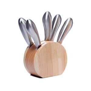 oenophilia blocco cheese tool set, five sculptured knives and spreaders, contains ruberwood storage block