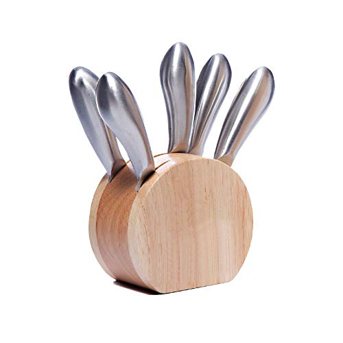 Oenophilia Blocco Cheese Tool Set, Five Sculptured Knives and Spreaders, Contains Ruberwood Storage Block