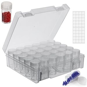 30 slots diamond painting storage containers, bead organizer box, bead storage containers plastic diamond painting art accessories boxes small clear embroidery box for craft beads rhinestones (1 pack)