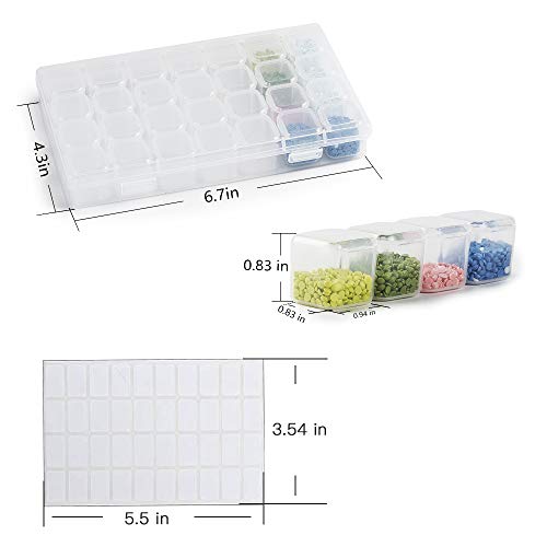 2 Pack 56 Slots Diamond Painting Box for Adult,5D DIY Diamond Accessories Storage Containers,2 Sets Sticker Organizer for Tracing,Art Kit Tool Supply Holder Gems Bead Jewelry Seed Nail