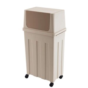 rubbish bin covered side opening trash can for home, kitchen, and bathroom garbage, 11 gallon，pulley trash can dustbin (color : light brown, size : pulley)