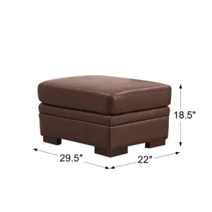 Hydeline Dillon Top Grain Leather Sofa Couch, 96", Cinnamon Brown, Feather Down, Memory Foam and Springs Seating