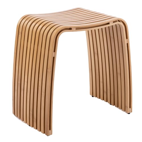 CWUINT Bamboo Dining Stool Dining Chair Dressing Stool Shoe Stool Bathroom Stool Dining Room Bathroom Living Room Study Bedroom Durable and Beautifully Designed