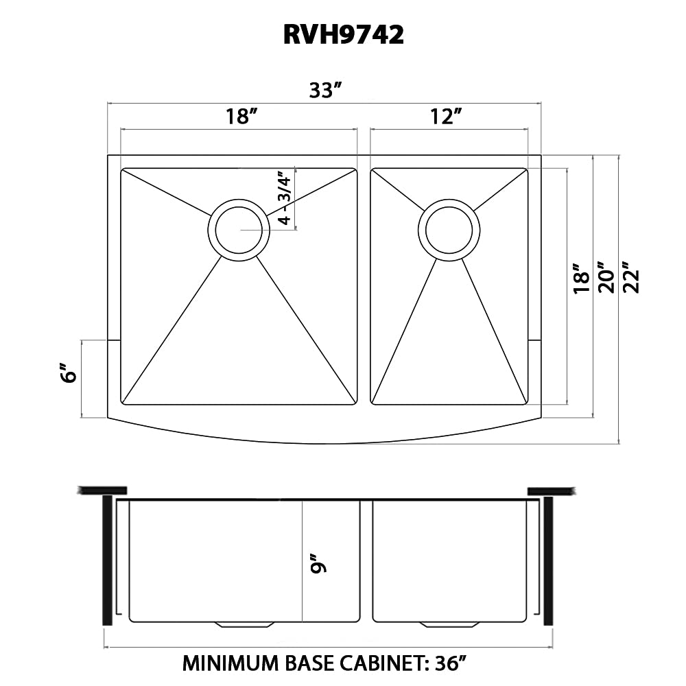 Ruvati 33-inch Gunmetal Black Stainless Steel 60/40 Double Bowl Apron-Front Farmhouse Kitchen Sink - RVH9742BL