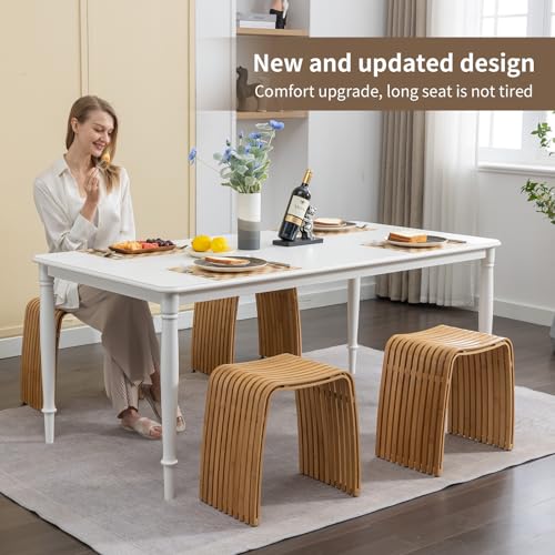 CWUINT Bamboo Dining Stool Dining Chair Dressing Stool Shoe Stool Bathroom Stool Dining Room Bathroom Living Room Study Bedroom Durable and Beautifully Designed