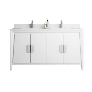 Fine Fixtures Imperial Collection 60" Double Bathroom Vanity Cabinet Set, White Ashtree