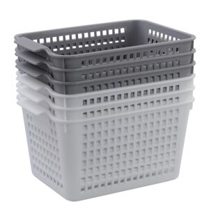 Rinboat Deep Plastic Storage Basket, 6 Packs