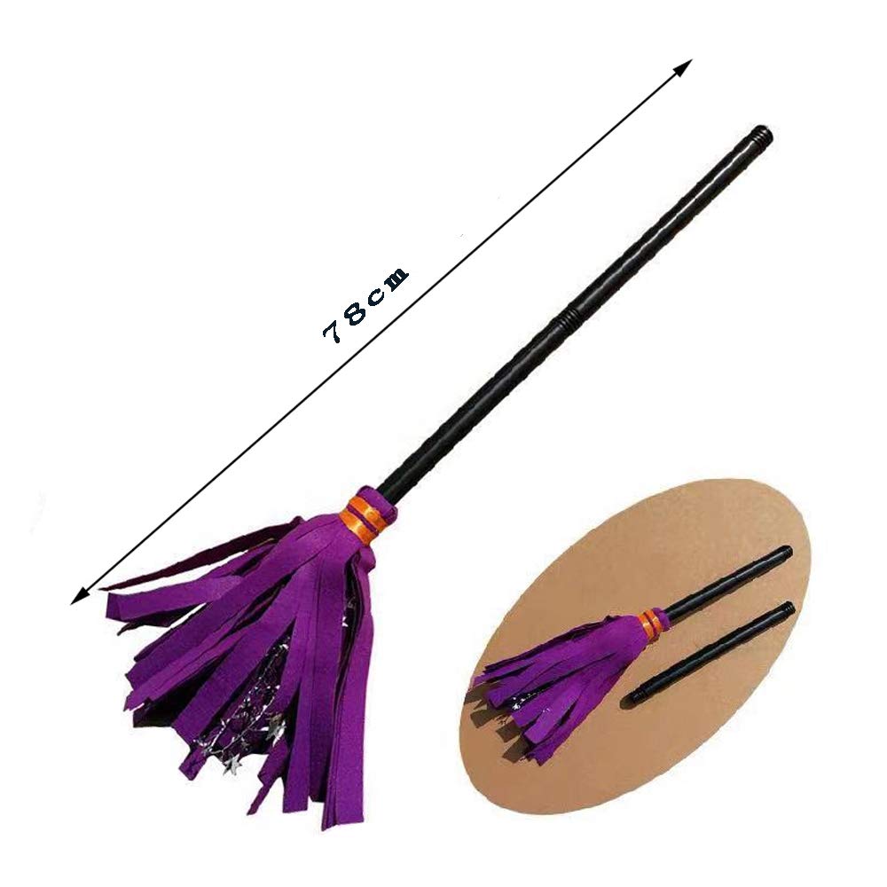 BinaryABC Halloween Witches Broom Plastic Broom,Halloween Cosplay Costume Props,Halloween Masquerade Dress Up Costume Decoration Supplies(Purple)