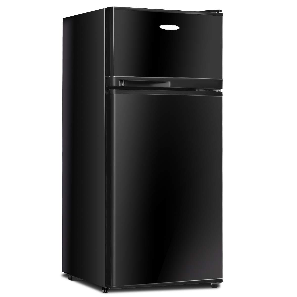 GOFLAME Compact Refrigerator, 3.4 cu. ft. Mini Cooler Fridge with Removable Glass Shelves, Adjustable Thermostat, Freestanding Fridge with Top Door Freezer for Dorm, Office, Apartment Use (Black)