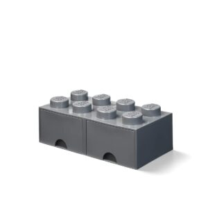 room copenhagen, lego brick drawer - stackable storage and décor - brick 8, dark grey