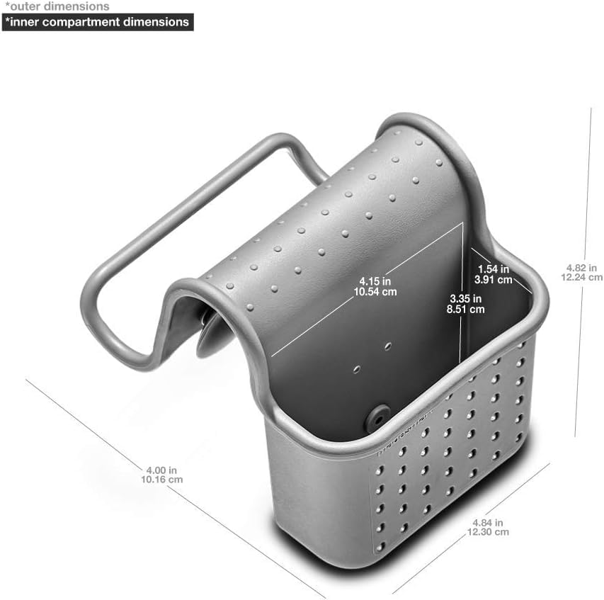 madesmart Over-The-Sink Towel and Sponge Saddle with Ventilation Holes, Dish Cloth and Sponge Holder Sink Caddy for Divided Sinks, Silver